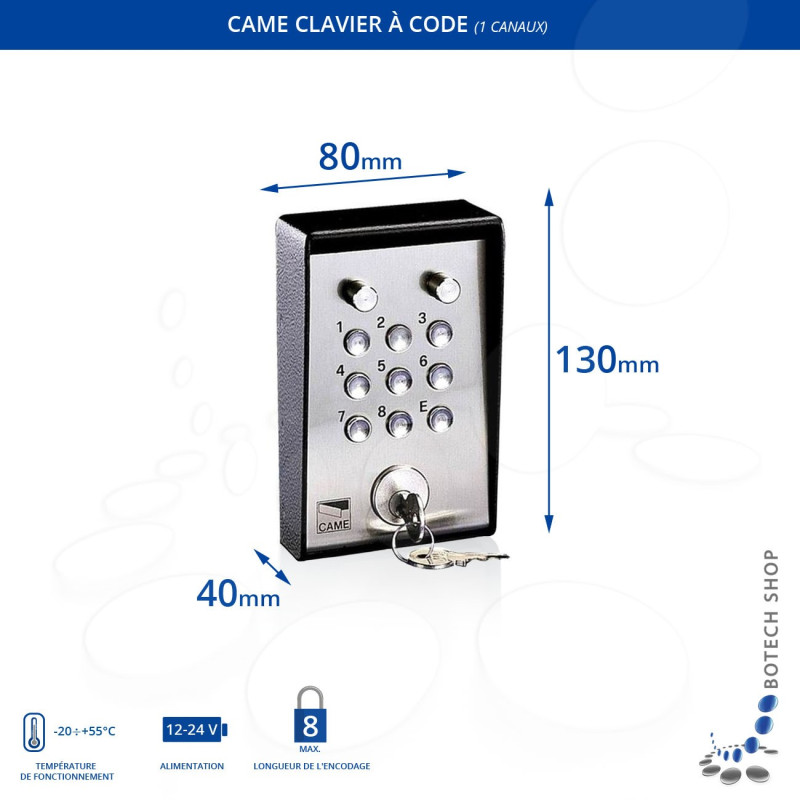 Clavier à code CAME S5001 (montage apparent)