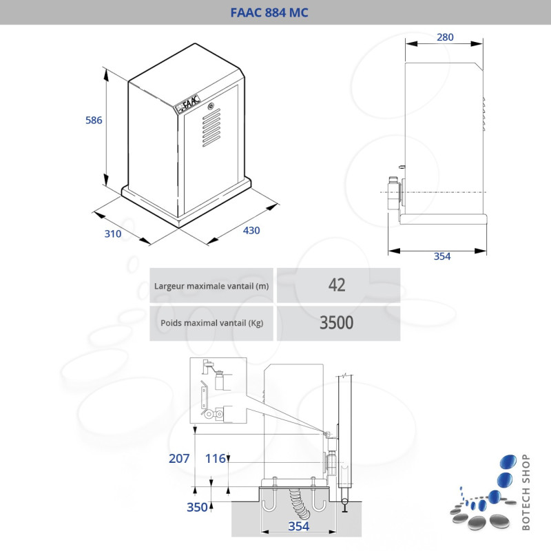 FAAC 884 MC 400V motorisation pour portail coulissant